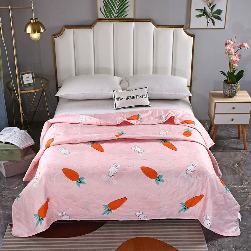 Летнее дышащее одеяло с меланжевой тканью и полиэстеровым наполнителем для дома и подарка морковный заяц розовый 100 150см
