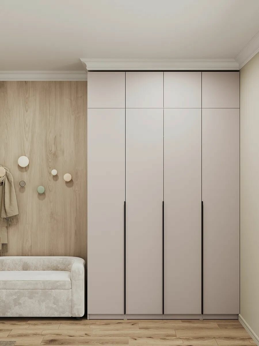 Распашной шкаф для одежды и хранения вещей Сеул, 4 двери, со штангой, с антресолью, 160.1х50.6х260 см, Меланж