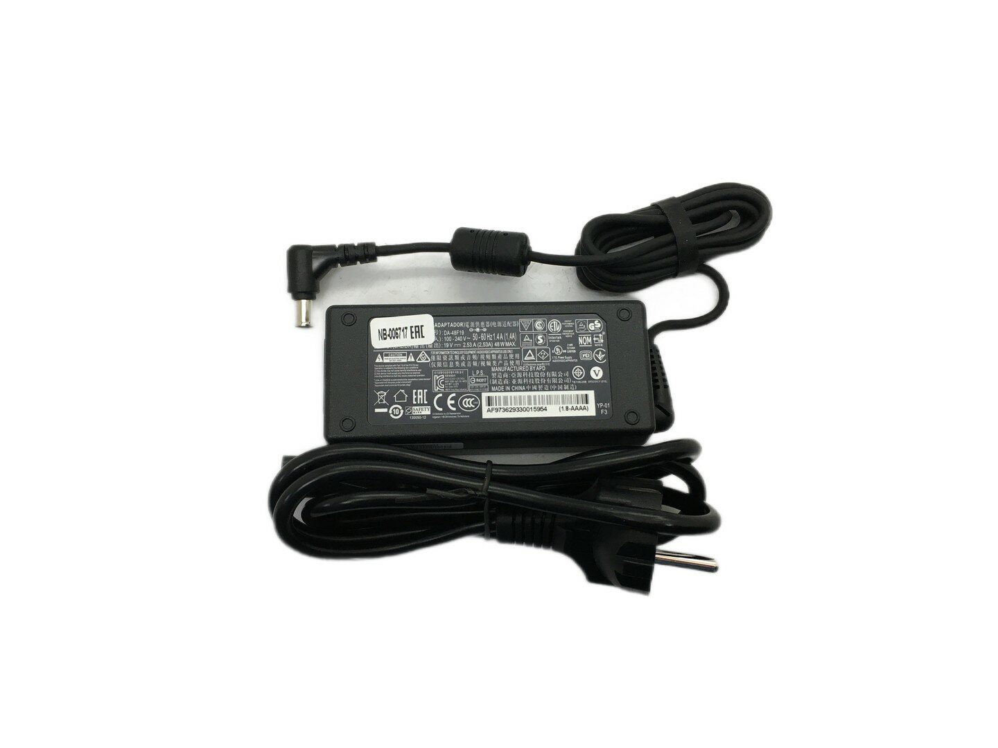 Блок питания для для монитора LG 19V, 2.53A, 48W, 6.5x4.4мм с кабелем, ORG, ADP-LED-39