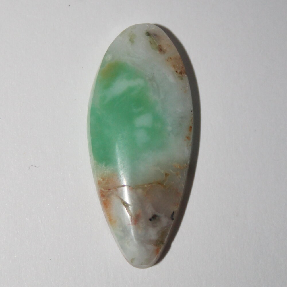 Коллекционный кабошон Хризопраз, 31х13х3 мм, Казахстан, "True Stones"