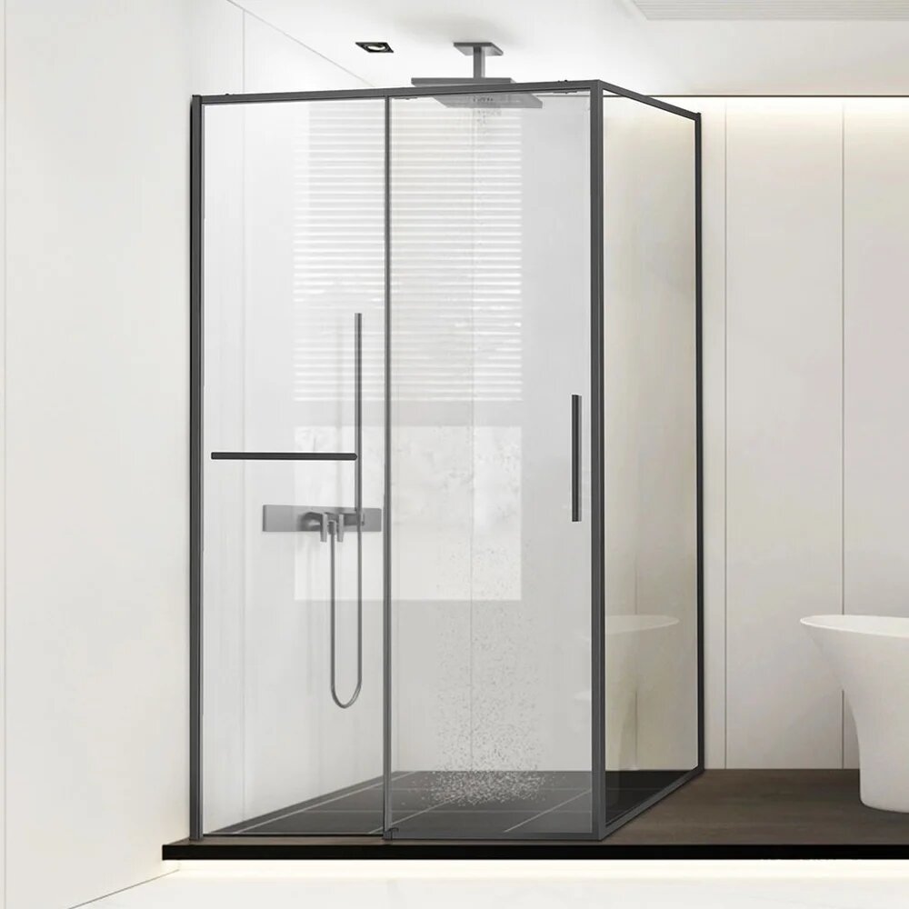 Душевой уголок Vincea Slim Soft VSR-1SS8015CLGM без поддона, стеклянный, 150x80, прямоугольный, раздвижной, итальянский