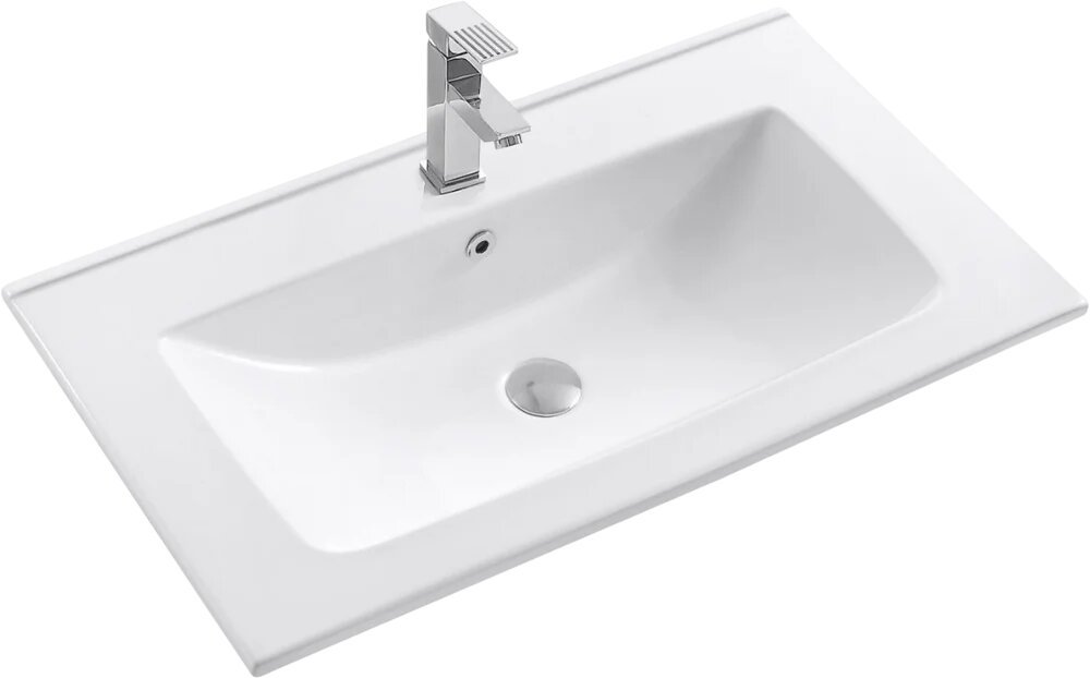 Мебельная раковина Art&Max AM-LAV 82 фаянсовая, раковина для ванной, со сливом-переливом, белая, прямоугольная