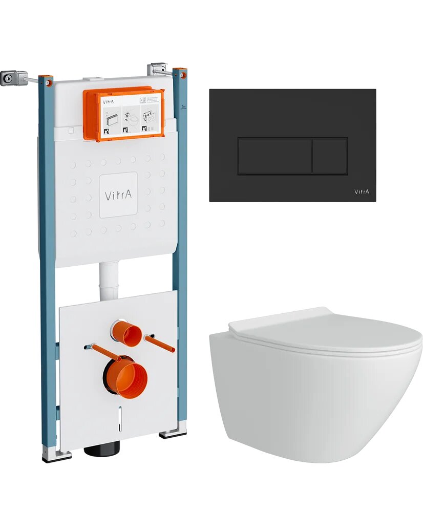 Комплект 3 в 1 Унитаз подвесной Teymi Lina Pro T40106 / Инсталляция VitrA V-Fix Core 732-5800-01PV / Кнопка Root Square 740-2311