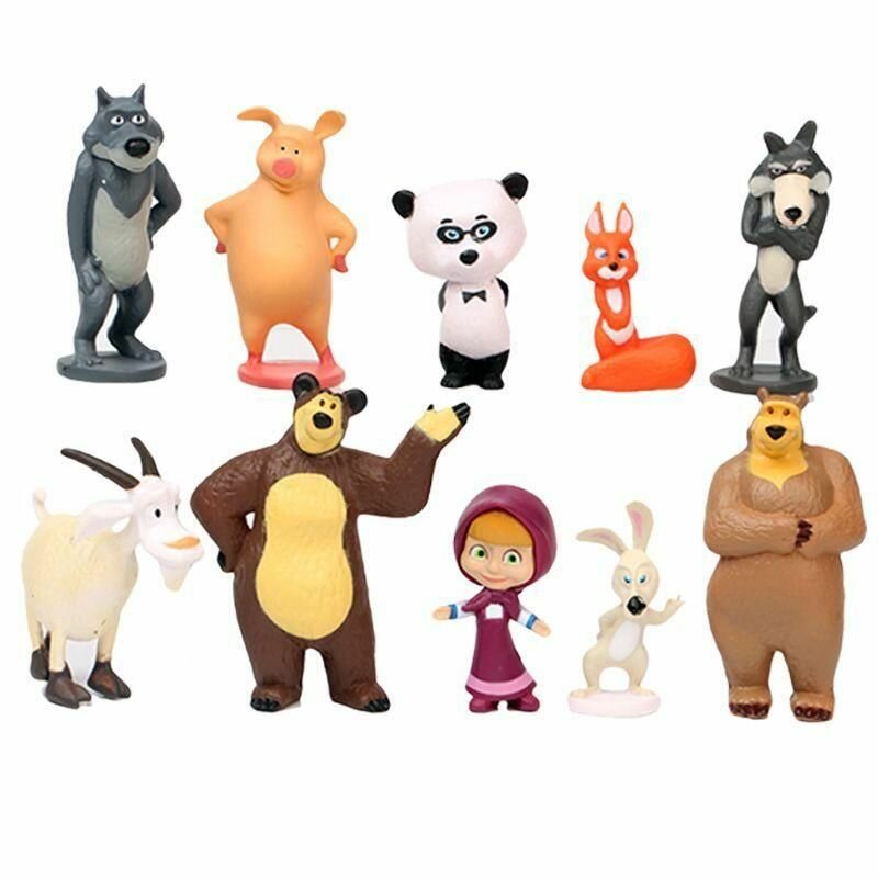 10шт Маша и Медведь аниме фигурки Детские игрушки