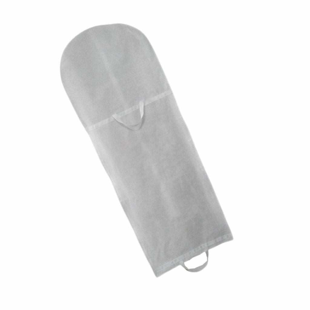 Чехол для свадебного платья из нетканого материала, с молнией, Белый - 150x58x12