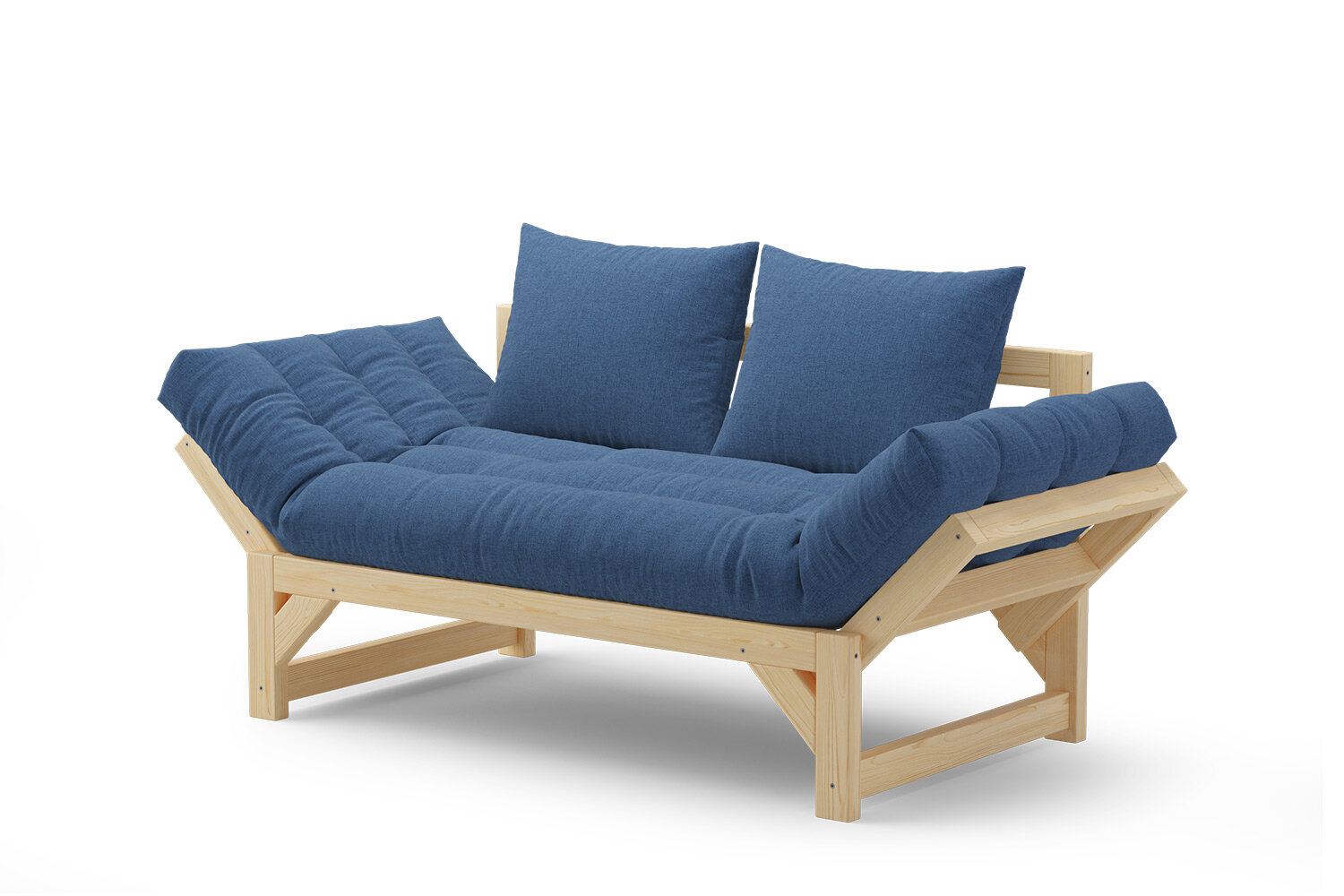 Диван-кровать Европа 2 166х87х76 см, обивка рогожка, цвет синий, сосна натуральная