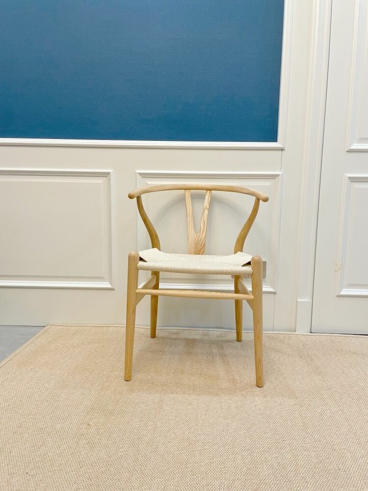 Обеденный стул с обивкой из натуральной конопли - Каркас из массива ясеня для кухни, столовой