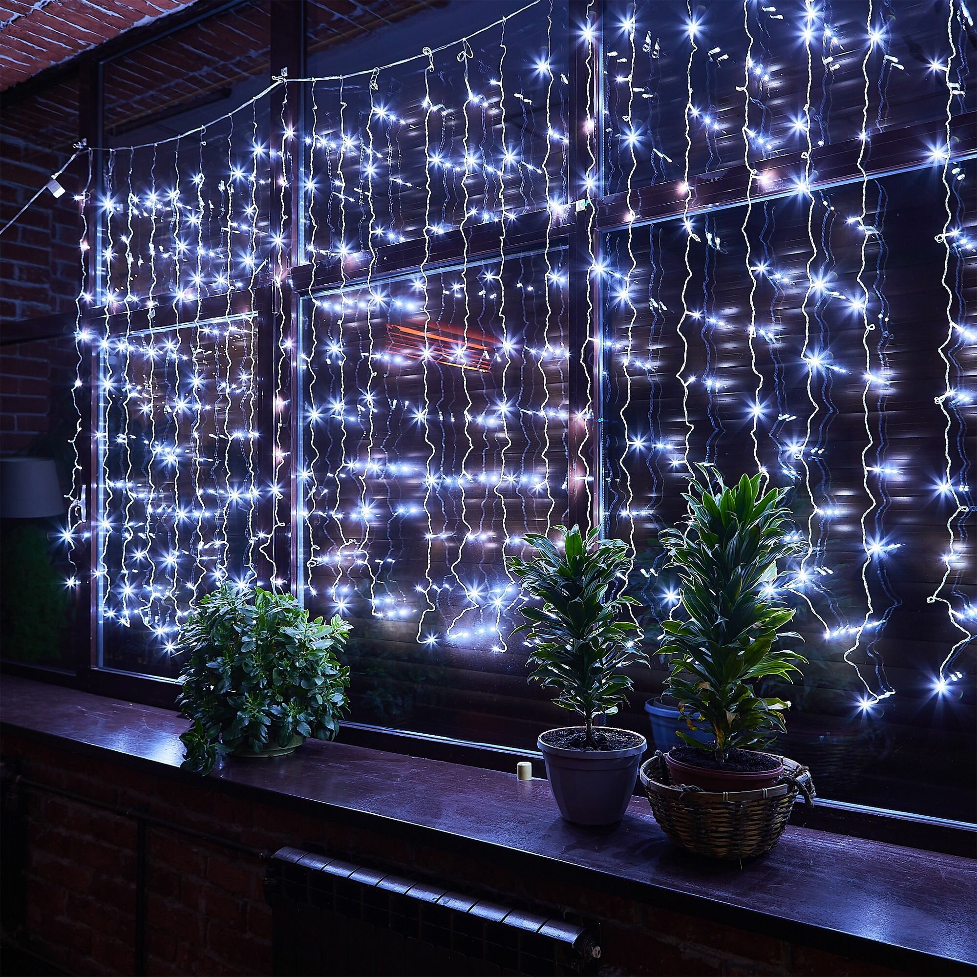 Гирлянда светодиодная интерьерная, занавес, 3x2 м, 160 LED, IP20, белый свет, 8 режимов, Uniel
