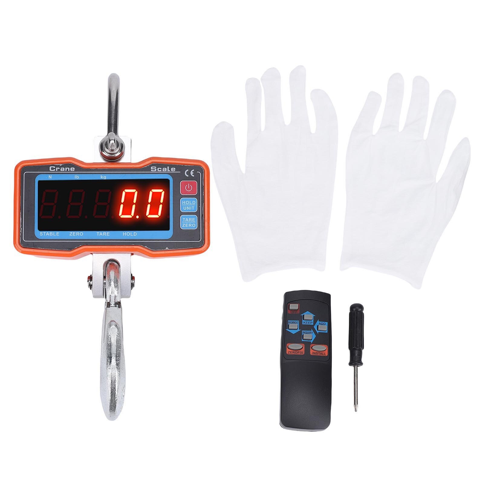 Цифровые крановые весы 1000 кг 2200 фунтов 0,8 дюйма 5-значный светодиодный экран Электронные подвесные весы с дистанционным управлением для сельскохозяйственной строительной площадки