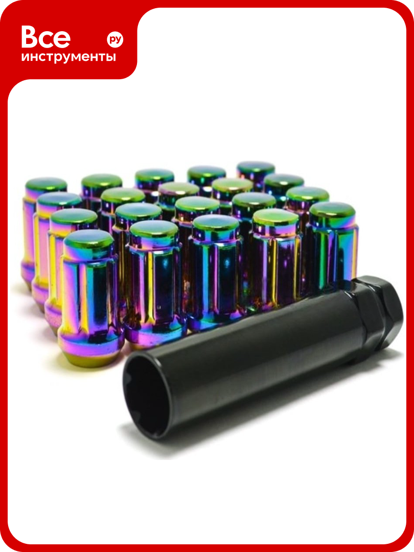 Комплект гаек М12x1.25 20 шт, ключ 6‑шлицевой STARLEKS KK911144SD/PH, сталь с хромированным покрытием, радужный цвет