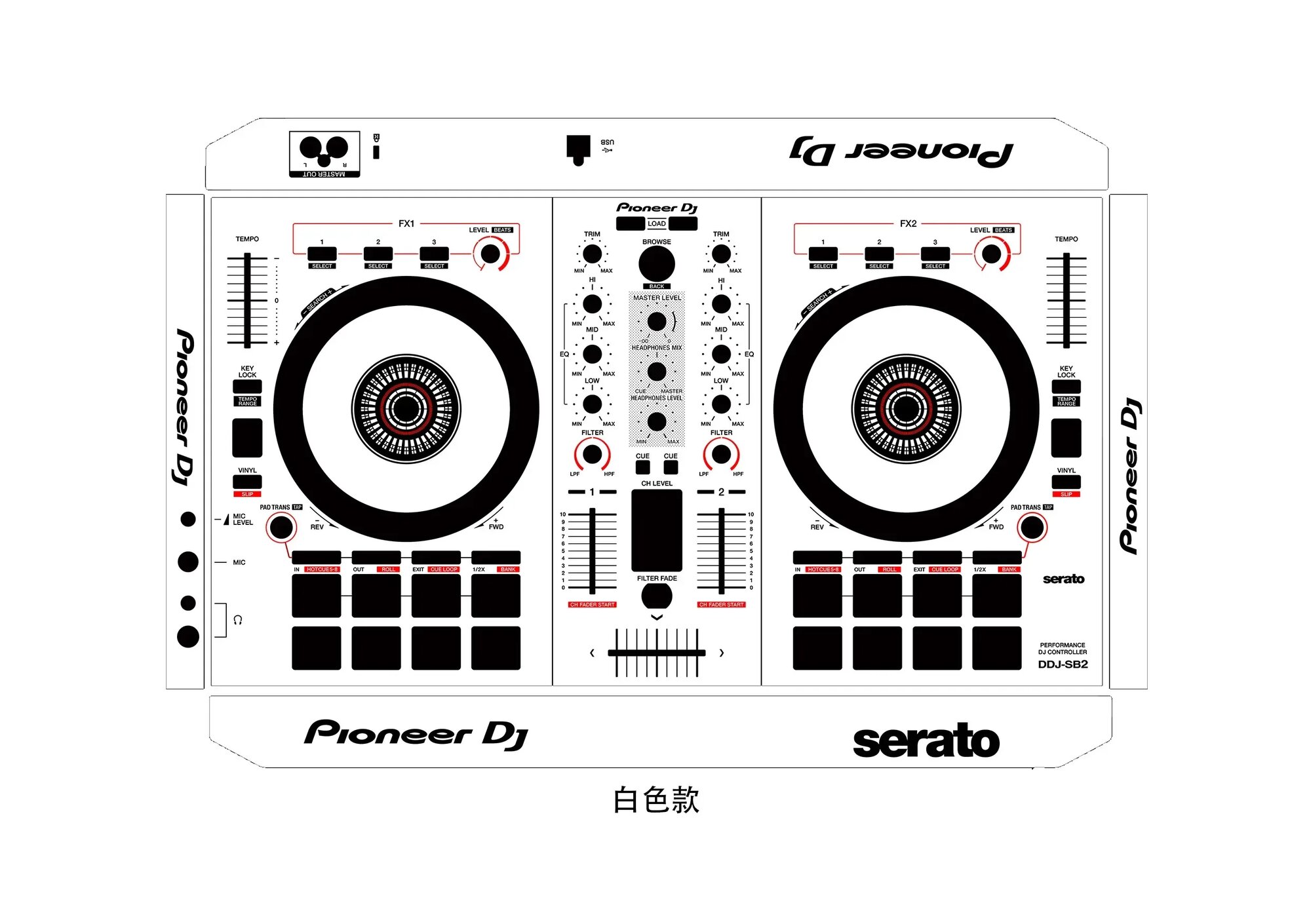 Pioneer DDJ-SB2 панель пленка Self adhesive film a