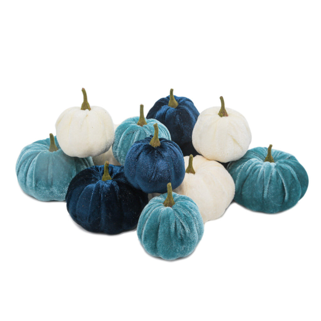 12шт Хэллоуин Искусственные тыквы Супер мягкий бархатный тыквенный орнамент для осенней вечеринки в честь Дня Благодарения, украшения урожая