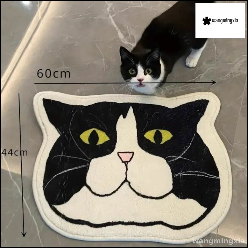 Коврик "Кот", нескользящий, овальный, детский рисунок, 44x60 см