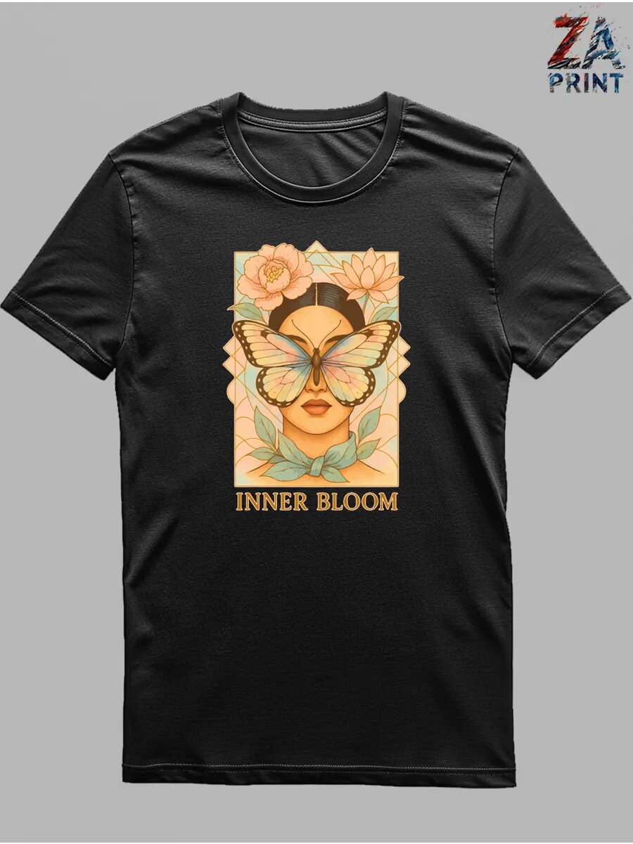 Футболка девушка цветок бабочка
