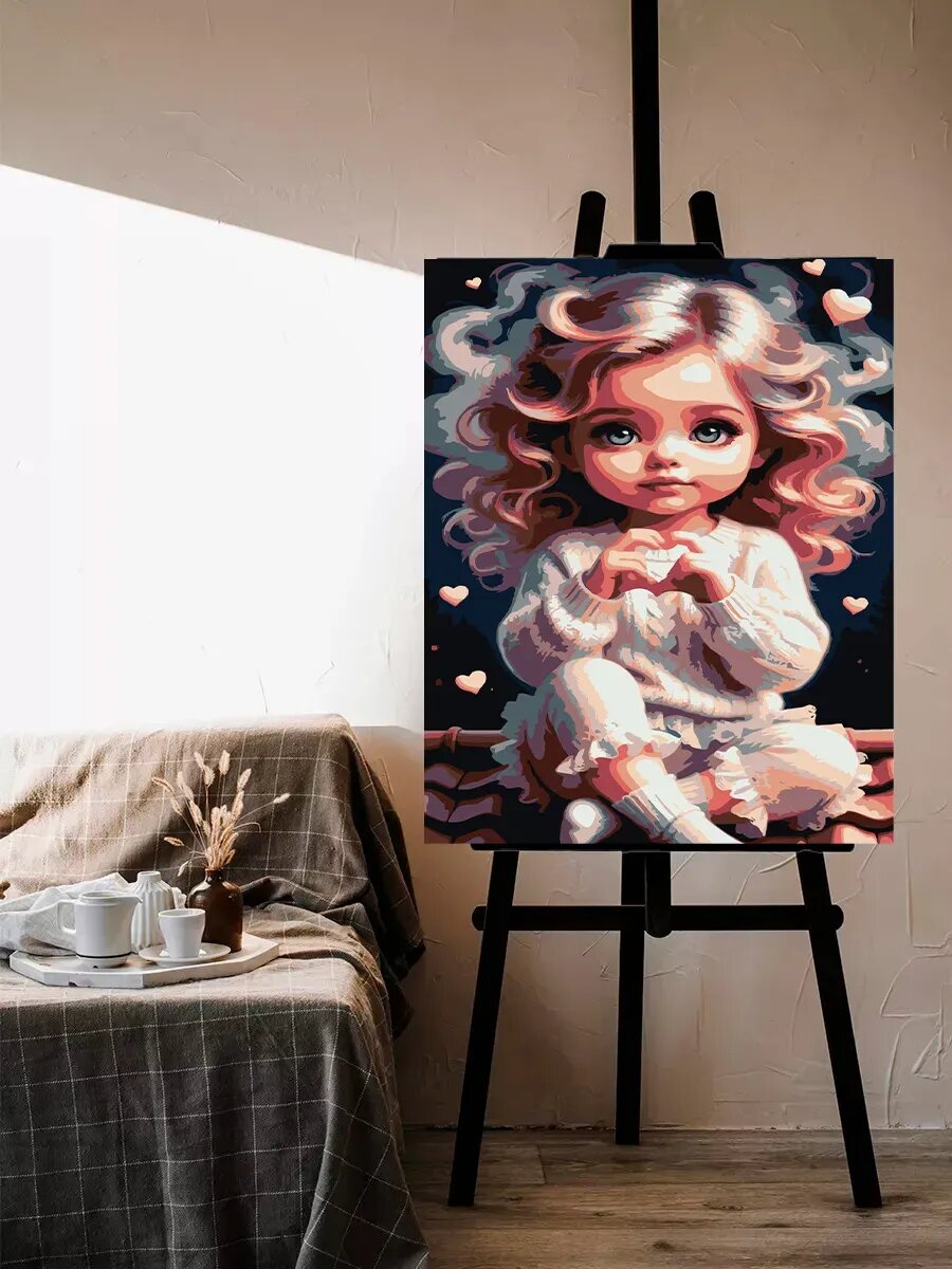 Картина по номерам Иллюстрация Милая Девочка Сердце