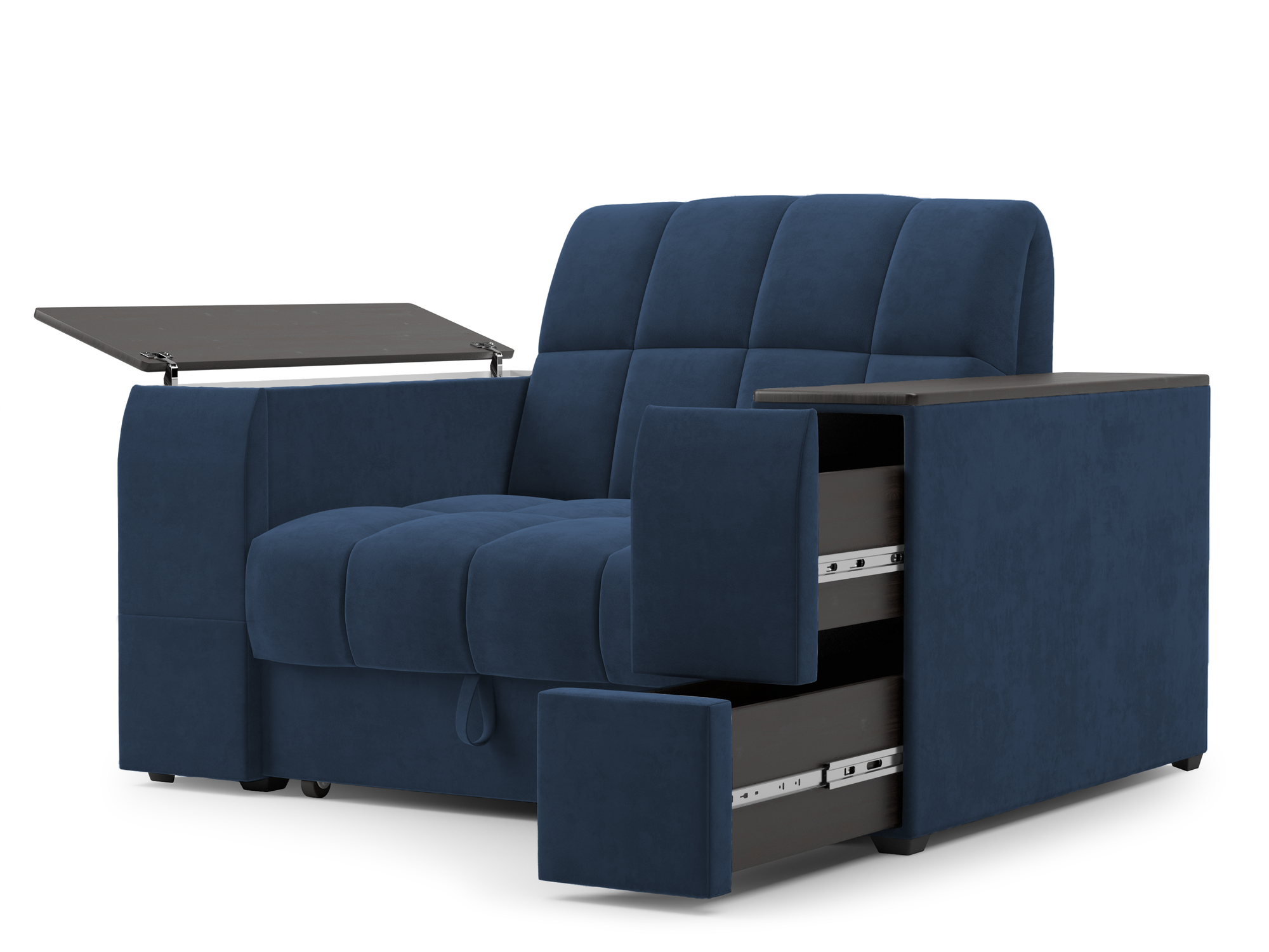 Кресло-кровать Флай, аккордеон, в подлокотниках короб+ящики, 80*200 с ортопедическим основанием, съемный чехол, велюр.