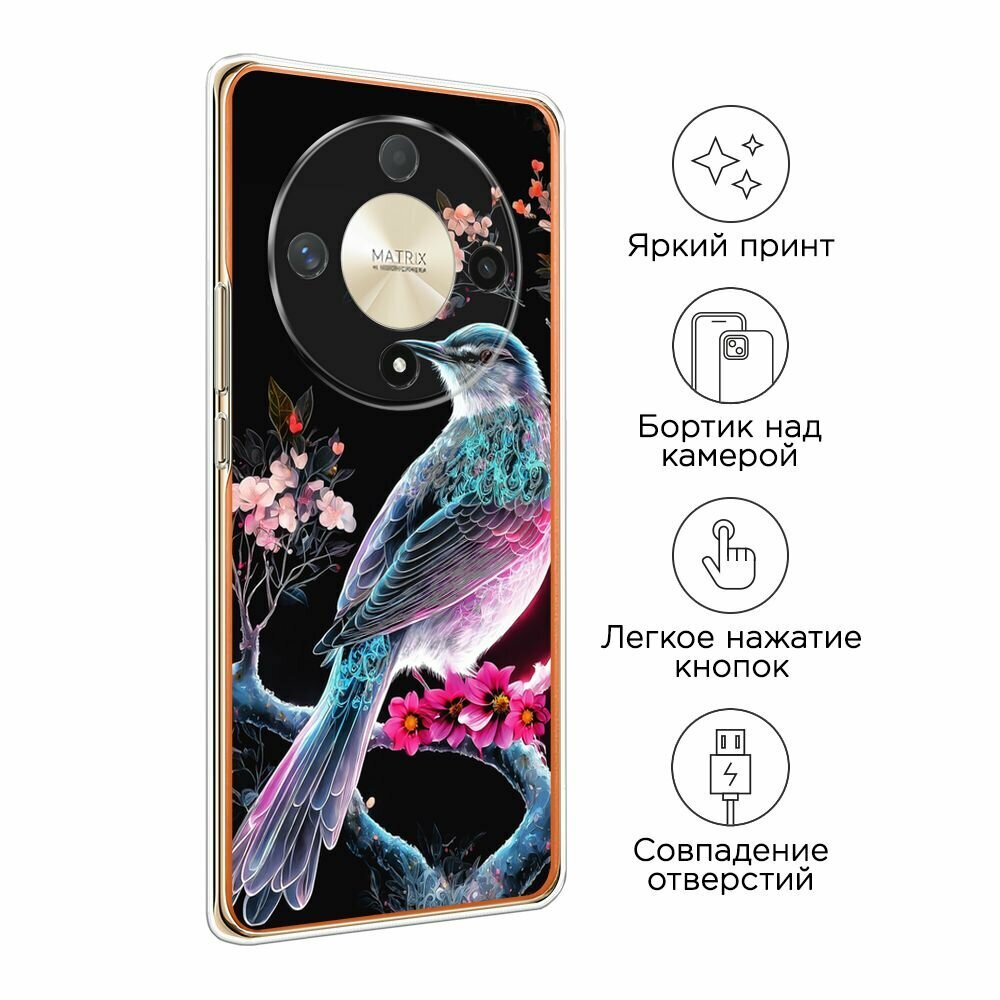 Чехол на Honor X9b / Хонор X9B с принтом "Птица на цветущем дереве" — фото 1