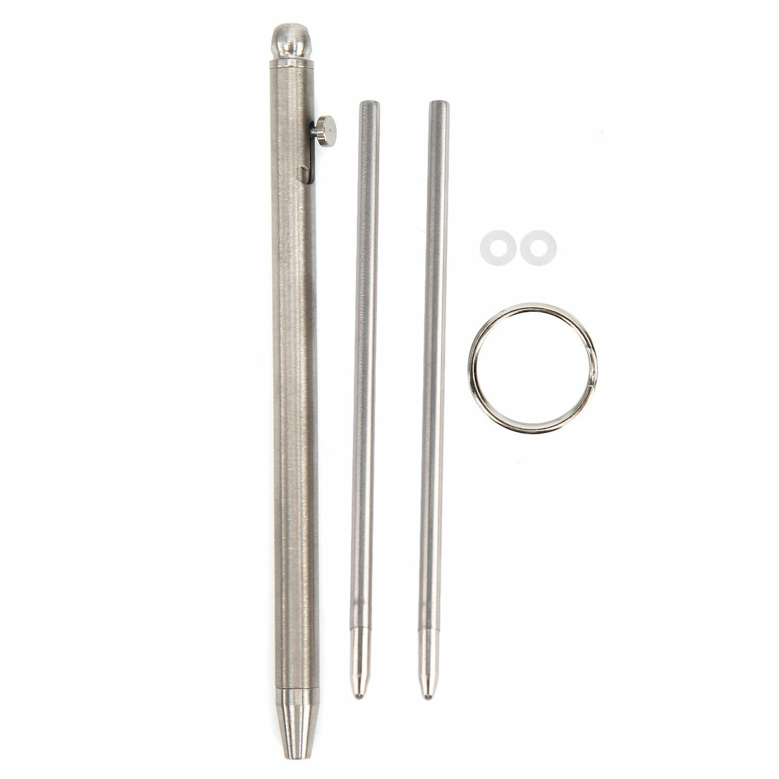 Миниатюрная портативная ручка-брелок из чистого титана, шариковая ручка EDC, пишущий инструмент, серебристый, компактный, прочный, для повседневного ношения
