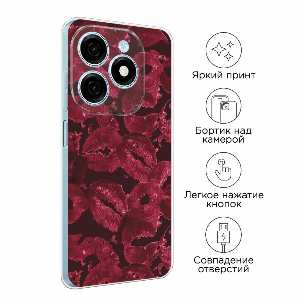 Чехол на Tecno Spark 20 / Текно Спарк 20 с принтом Помада паттерн 1 — фото 1