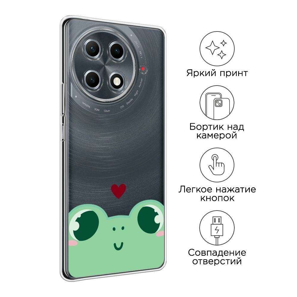Чехол на Tecno Camon 30S Pro / Текно Камон 30S Про с принтом "Влюблённая лягушка - 14 февраля", прозрачный — фото 1