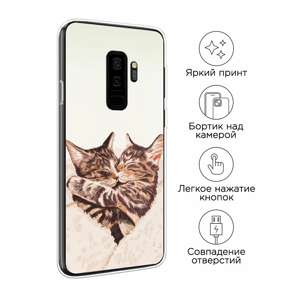 Чехол на Samsung Galaxy S9 + / Самсунг Галакси С9 Плюс с принтом "Влюбленные котейки - 14 февраля" — фото 1