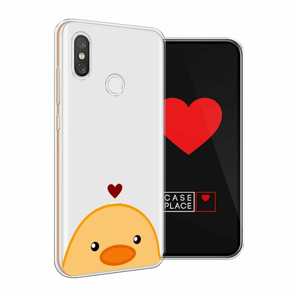 Чехол на Xiaomi Mi 8 / Сяоми Ми 8 с принтом "Влюблённая уточка - 14 февраля", прозрачный — фото 1