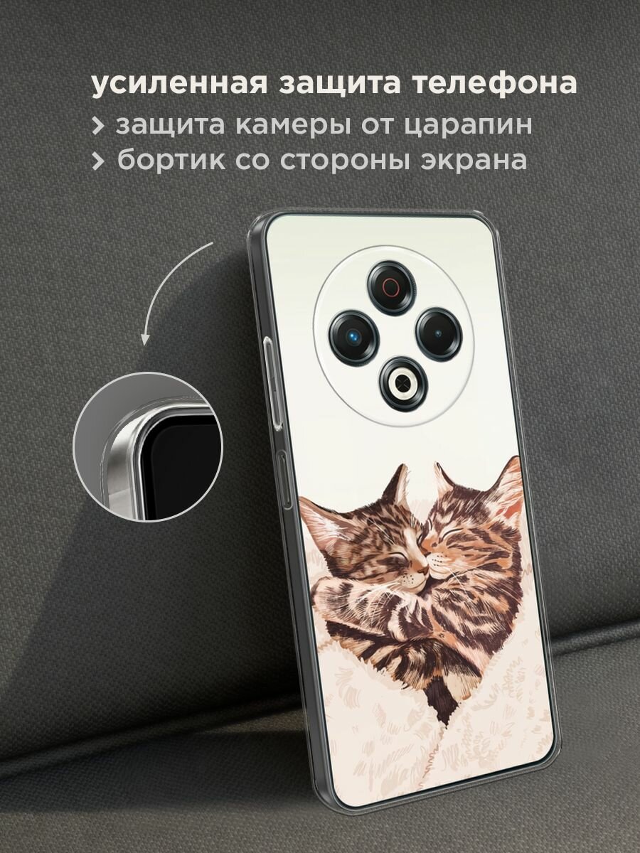Чехол на Tecno Spark 30 / Текно Спарк 30 с принтом "Влюбленные котейки - 14 февраля" — фото 1