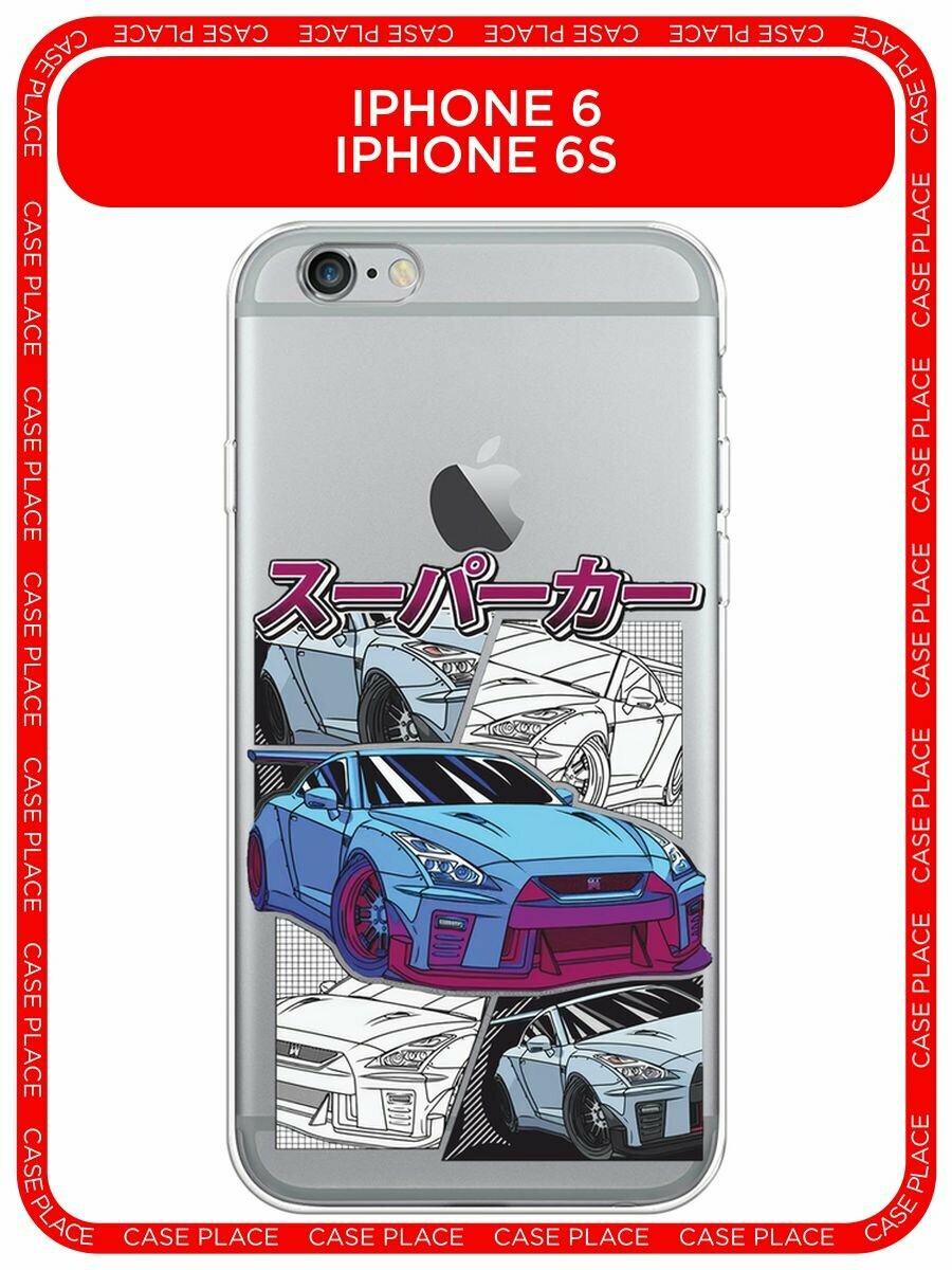 Чехол на Apple iPhone 6 / Айфон 6 с принтом "JDM коллаж", прозрачный