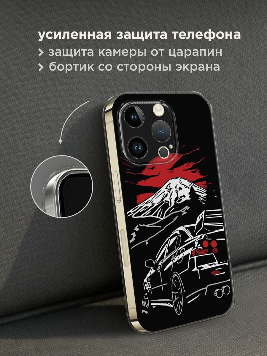 Чехол на Apple iPhone 14 Pro / Айфон 14 Про с принтом "Машина в горах JDM" — фото 1