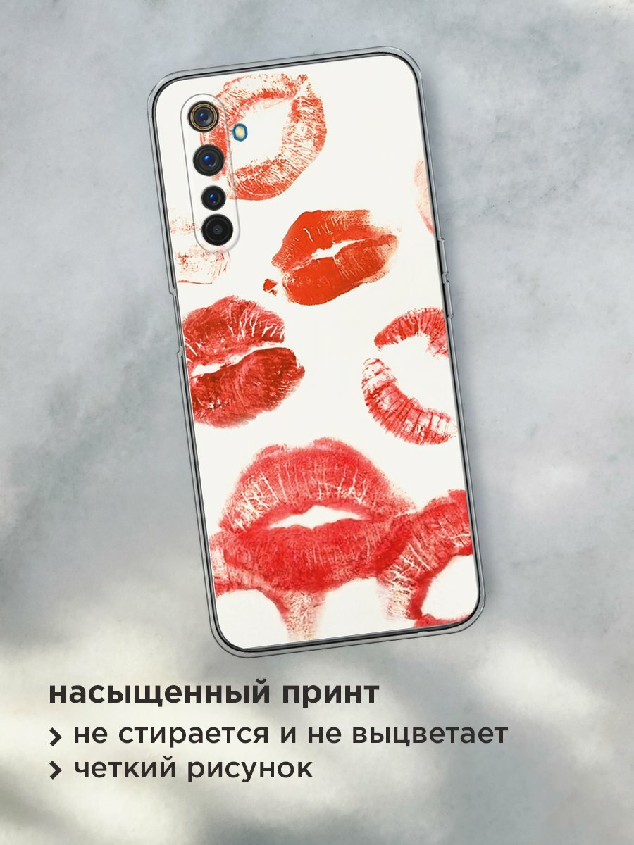 Силиконовый чехол на Realme 6 Pro / Реалми 6 Про с принтом Следы помады — фото 1