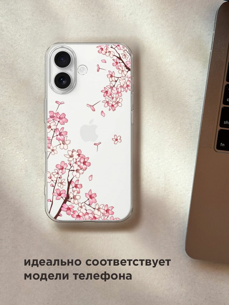 Чехол на Apple iPhone 17 / Айфон 17 с принтом "Ветви сакуры 1", прозрачный — фото 1