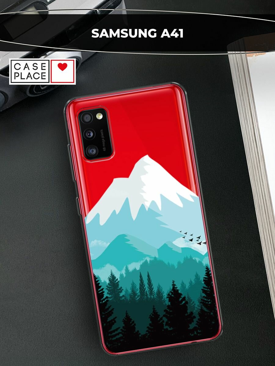 Чехол на Samsung Galaxy A41 / Самсунг Галакси А41 с принтом "Синяя снежная гора", прозрачный