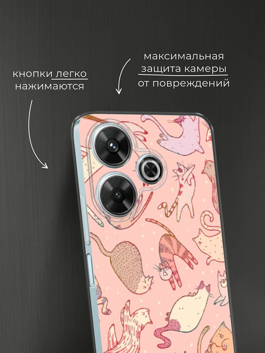 Чехол на Xiaomi Redmi Note 13R/Redmi 13/Poco M6 4G/M6 Plus с принтом "Розовое счастье" — фото 1