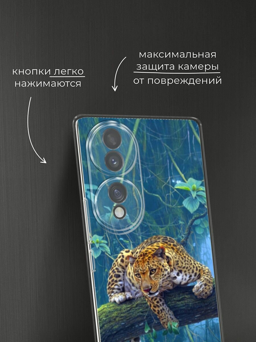 Силиконовый чехол на Honor 70 / Хонор 70 с принтом "Леопард охотник" — фото 1