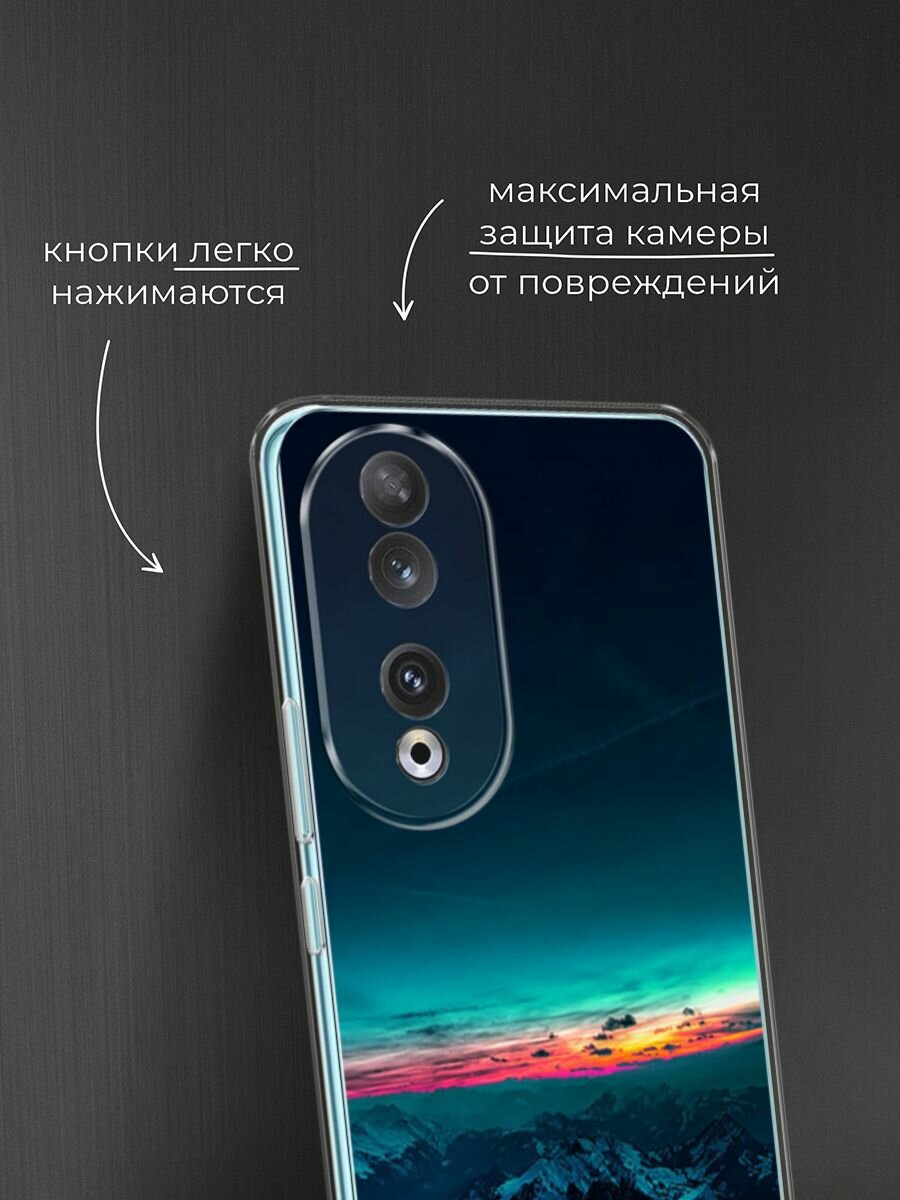 Силиконовый чехол на Honor 90 / Хонор 90 с принтом "Закат в горах" — фото 1