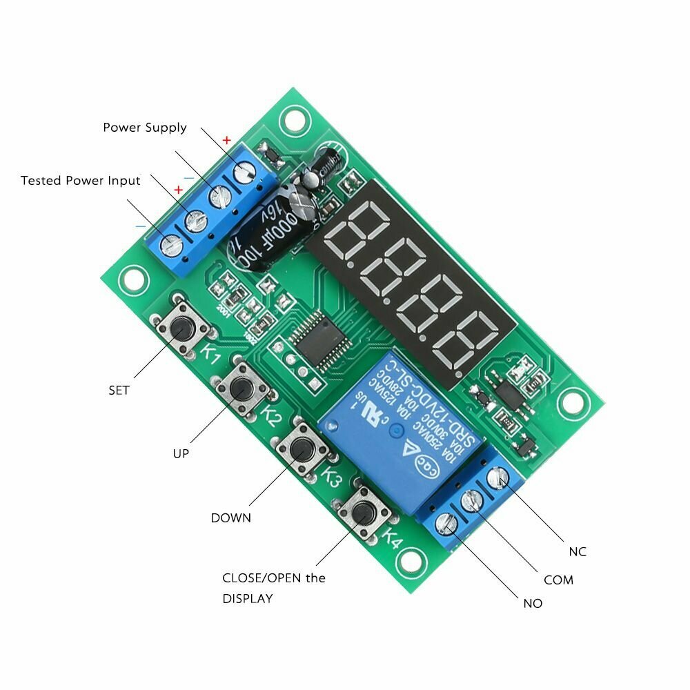 DC12В плата контроля заряда/разряда, реле-защита, напряжение монитор, модуль