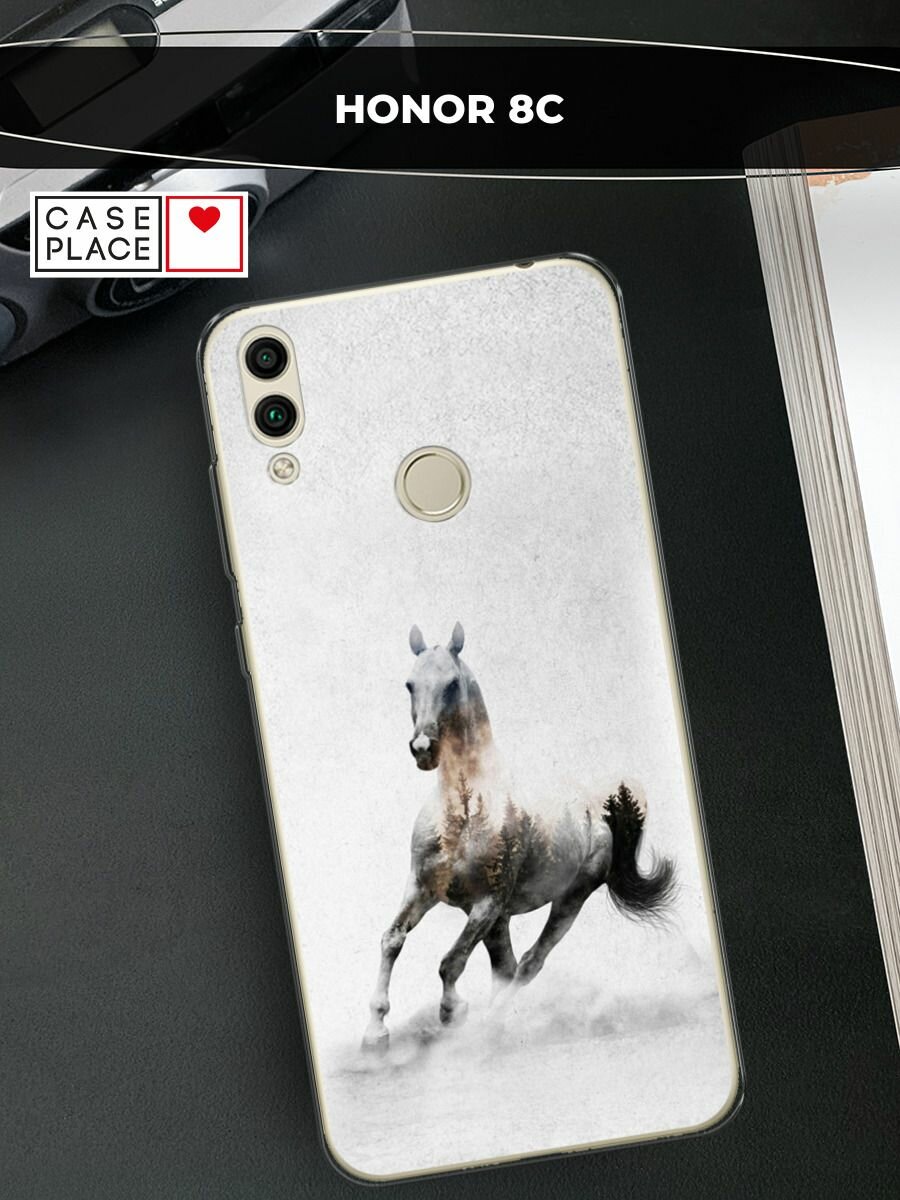 Силиконовый чехол на Honor 8C / Хонор 8С с принтом "Лошадь лес"