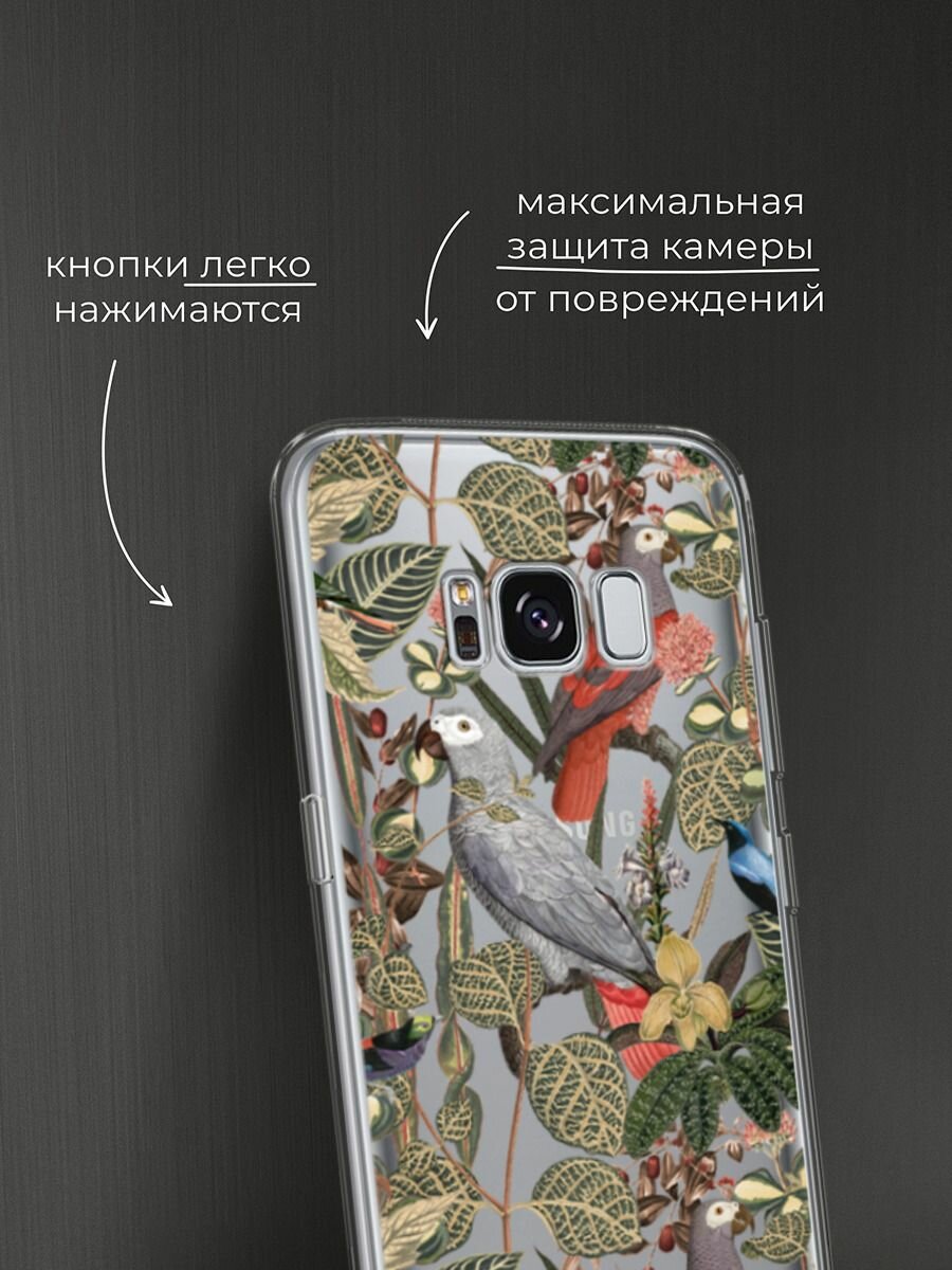 Чехол на Samsung Galaxy S8 / Самсунг Галакси С8 с принтом "Tropical pattern", прозрачный — фото 1