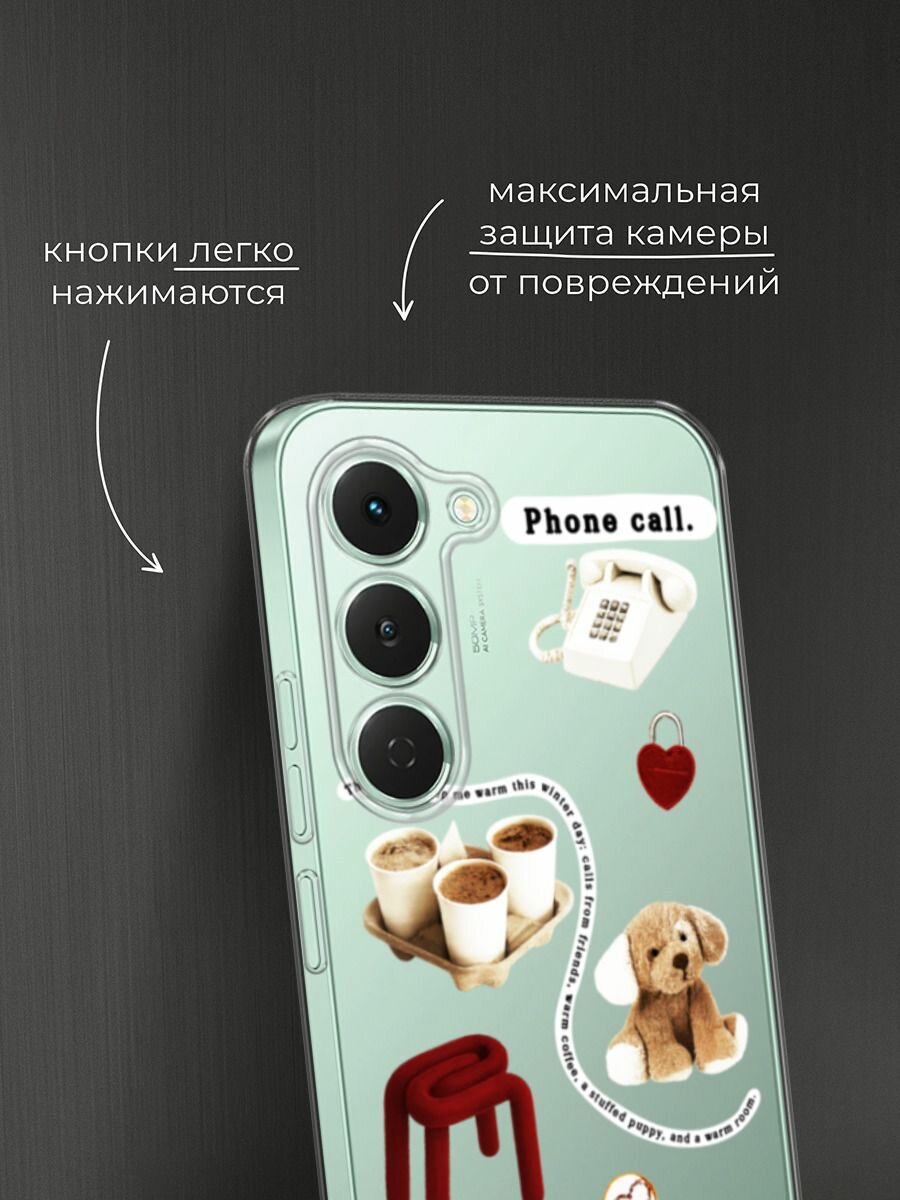 Чехол на Tecno Spark 40 Pro / Текно Спарк 40 Про с принтом "Phone call", прозрачный — фото 1