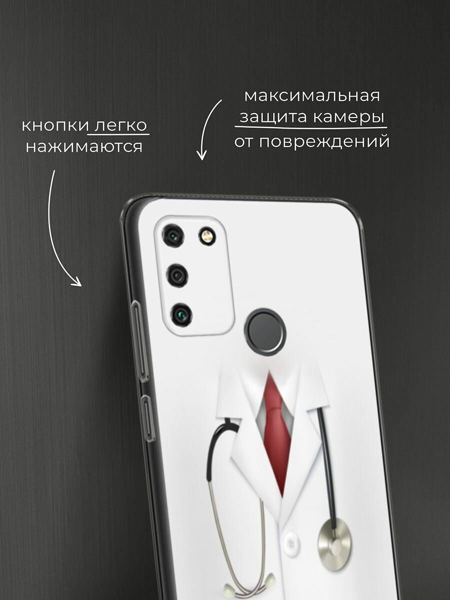 Силиконовый чехол на Honor 9A / Хонор 9А с принтом "Халат врача" — фото 1