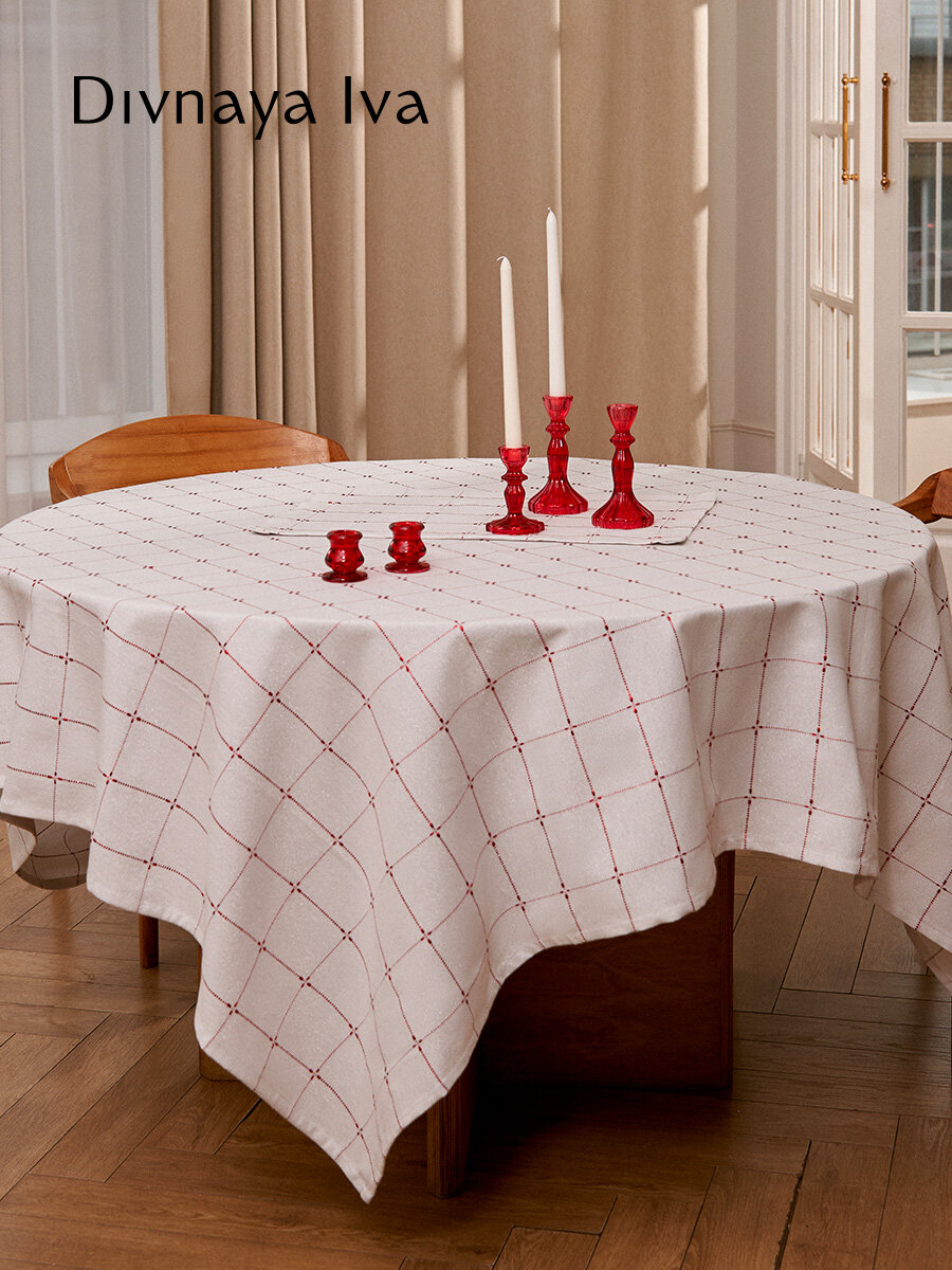 Скатерть с люрексом праздничная, размер 150х250 см, Divnaya Iva ( Дивная Ива)