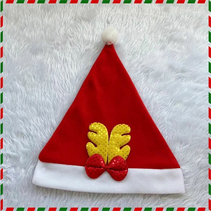 Рождественская шляпа для взрослых и детей, мультяшная с рогами и пайетками, рождественские принадлежности, украшения, нарядная , праздничный подарок