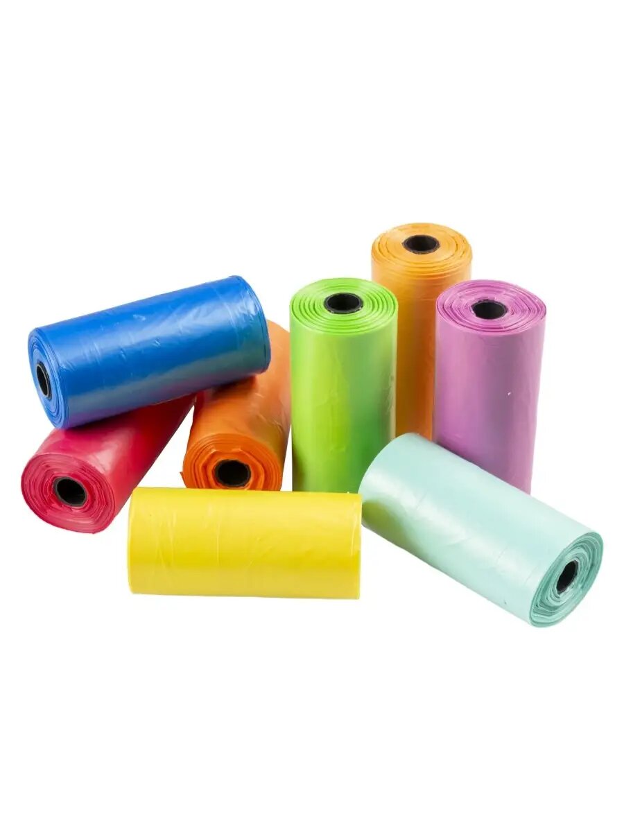 Пакеты для уборки за собакой "Радуга", разноцветные, 33х20см, 8х15шт