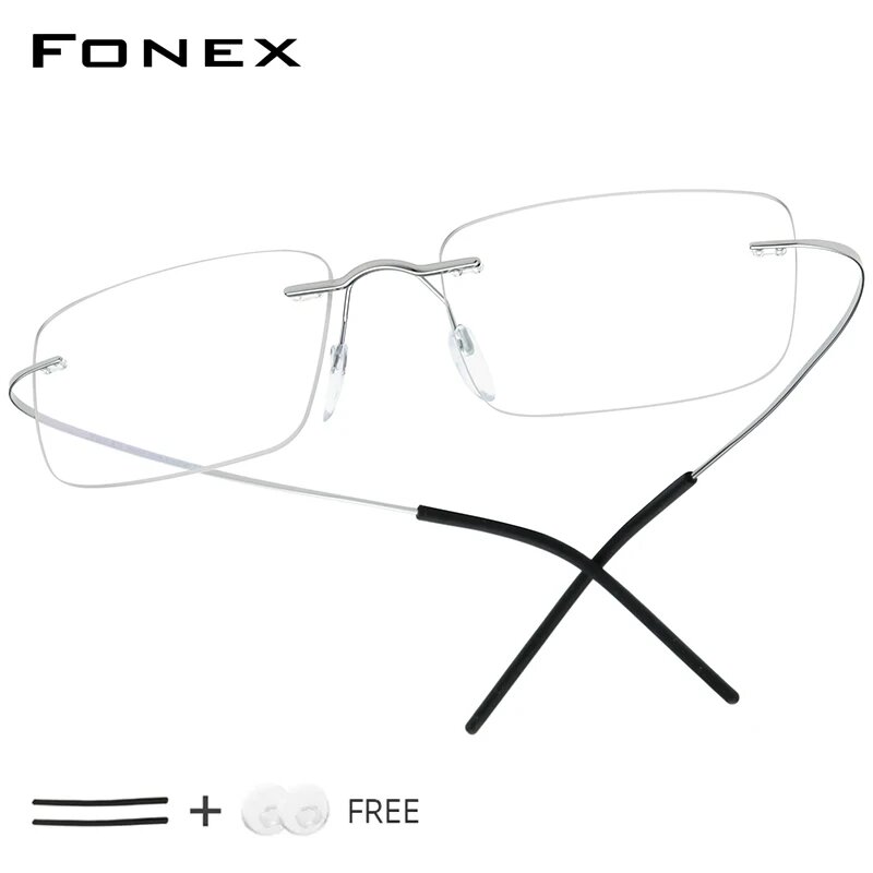 FONEX безрамочные титановые очки 85707 серебристый