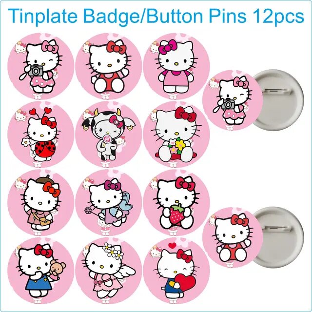 Товары для дня рождения в стиле Hello Kitty: украшения, подарочные штампы, браслеты «Пат-а-бу», временные наклейки, наполнитель для детских подарочных пакетов.