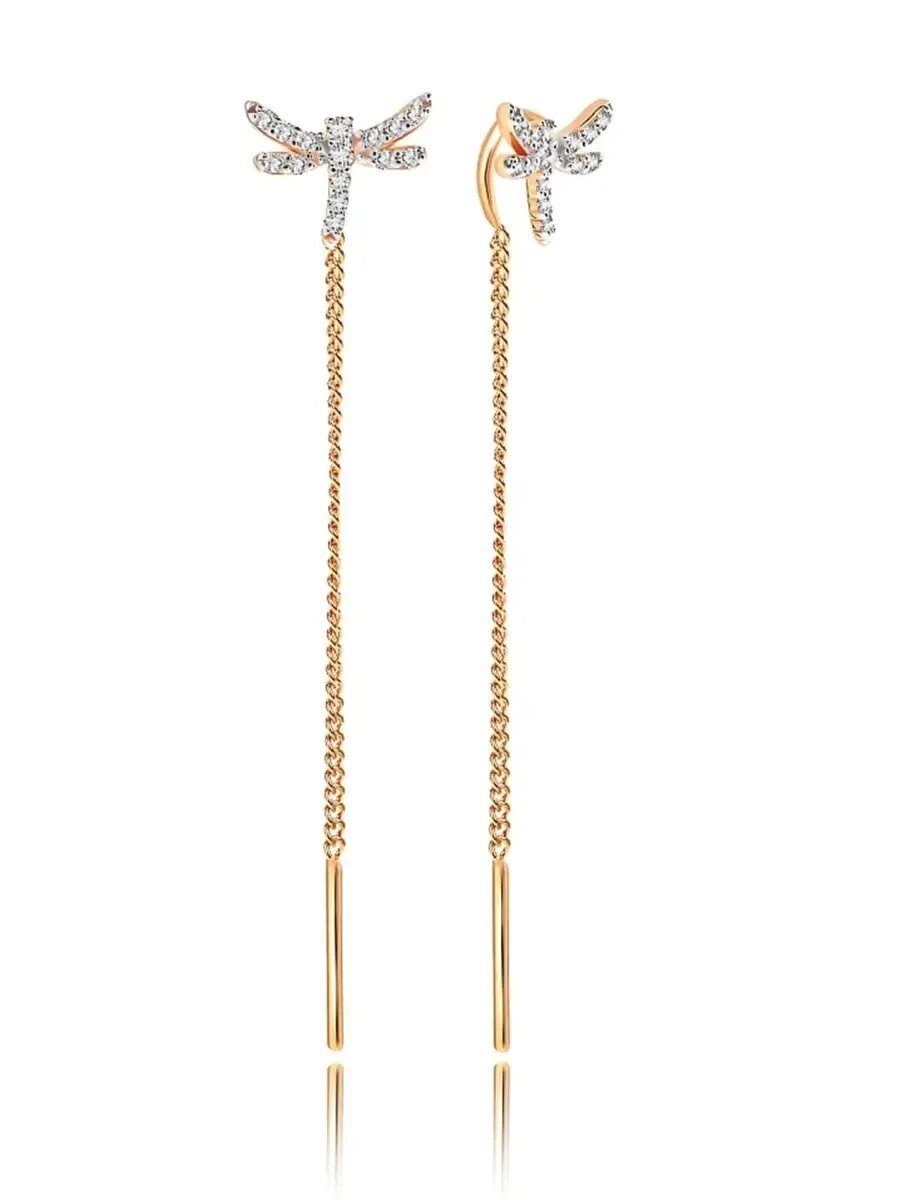 Серьги цепочки, серебро, 925 проба, фианит