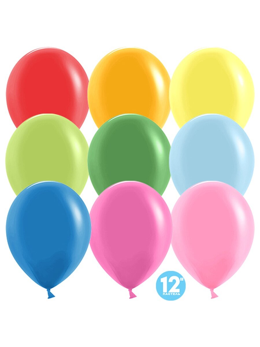 Воздушные шары латексные 12" «Ассорти» набор 25 шт, цветные, Сима-ленд,