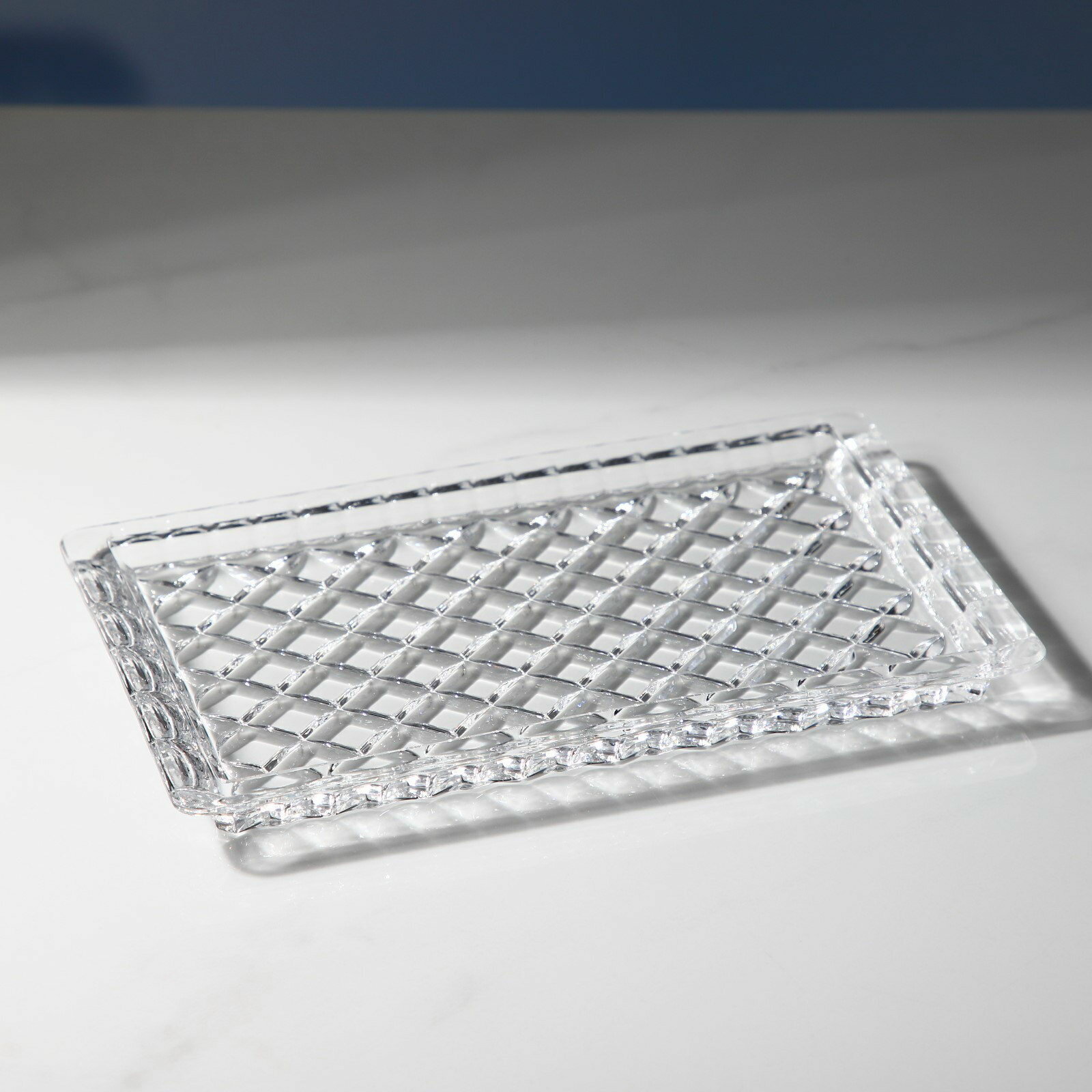 Блюдо хрустальное Diamond, текстура: с рельефом, форма: прямоугольник