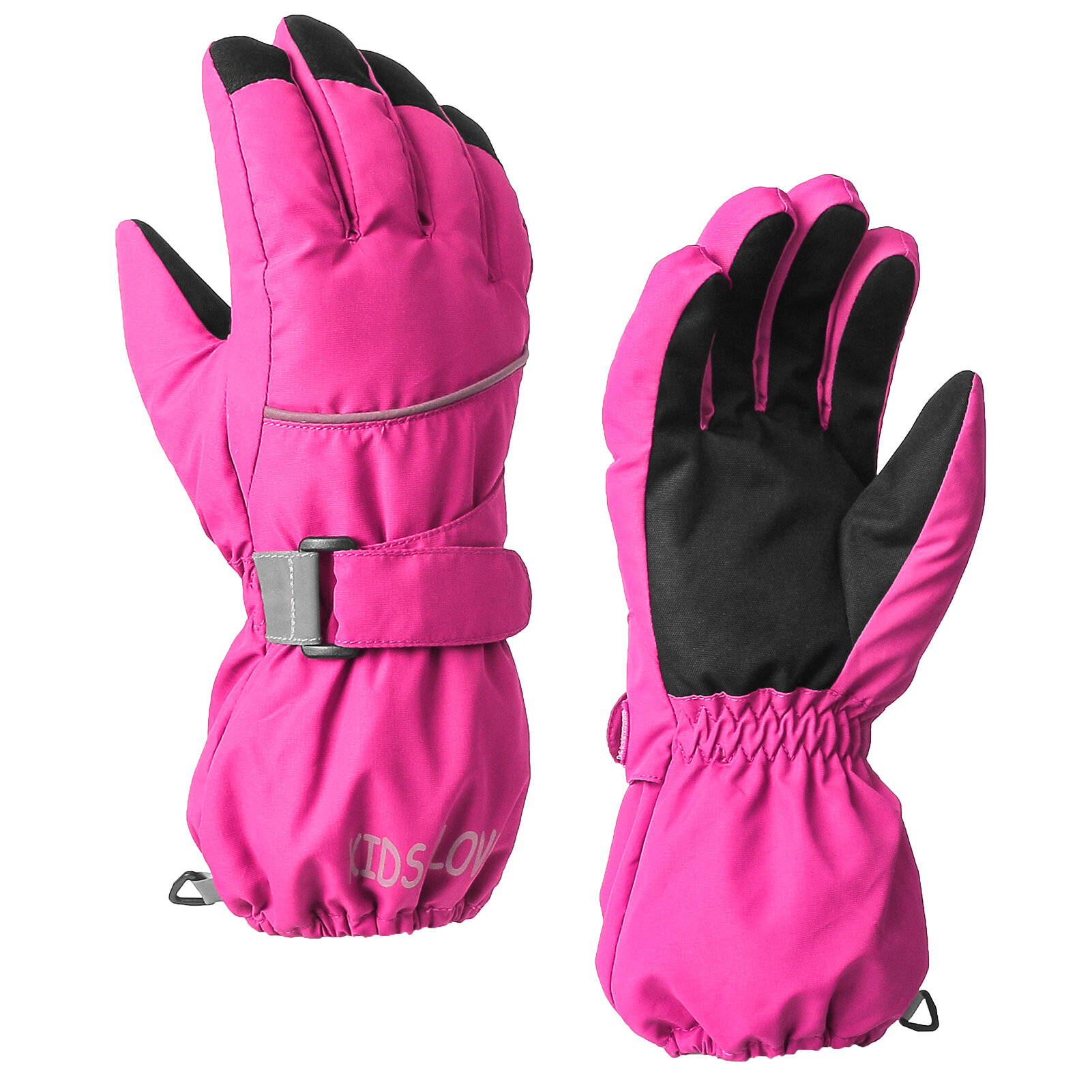 Детские лыжные перчатки водонепроницаемые ветронепроницаемые зимние тепловые перчатки для улицы тепловые варежки мальчики девочки пятипалые варежки защита от холода для лыж бега велосипеда Черный Синий Розовый Красный Размеры S M L Пакет 33*15*8 см Вес