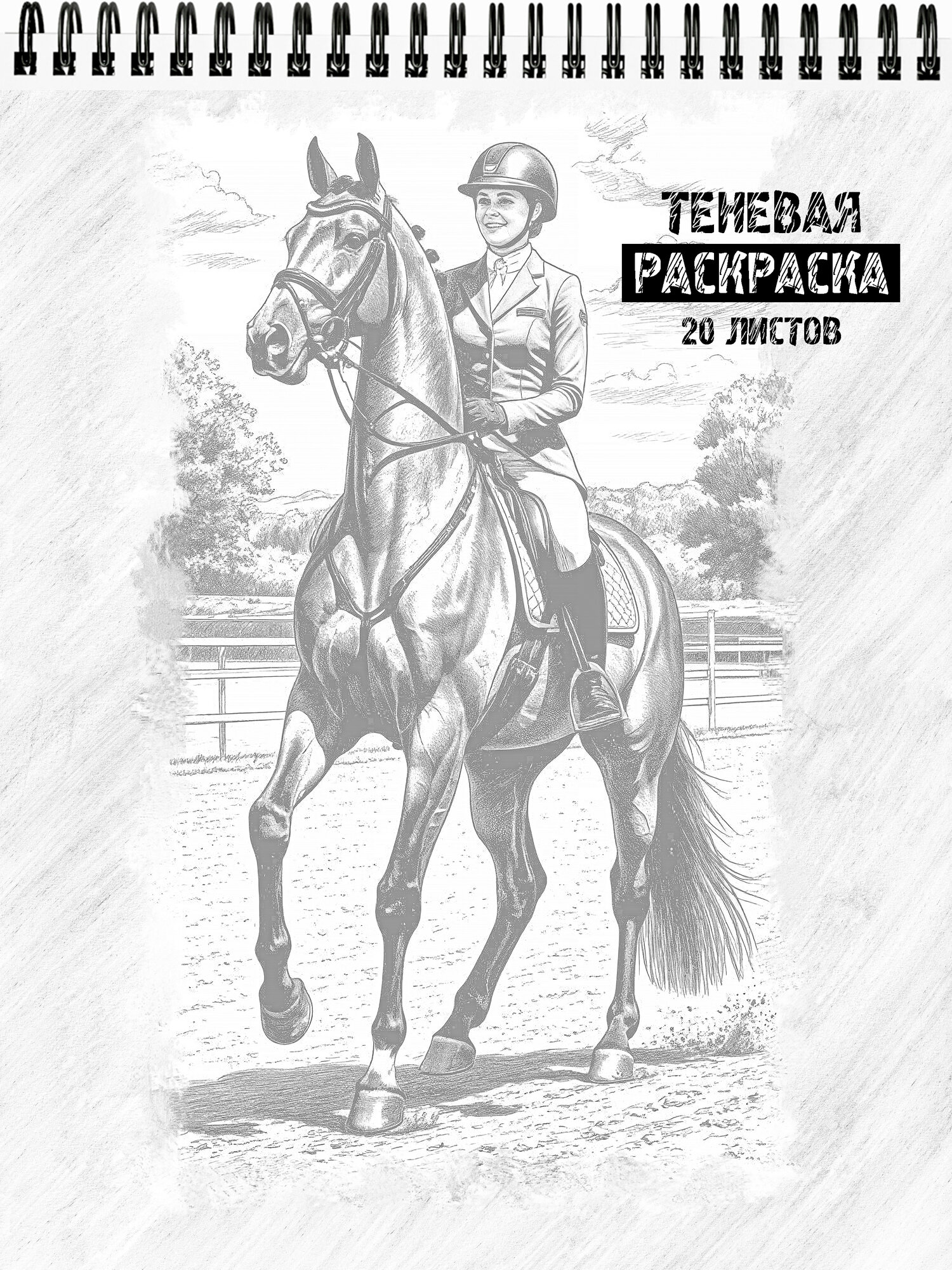 Теневая раскраска LunnaBelle "Лошади в спорте", антистресс, для взрослых